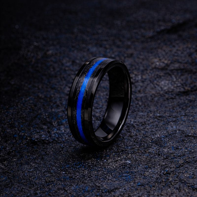 Thin Blue Line Black Edition - Kevlar and Carbon Fiber Inlay Ring ...