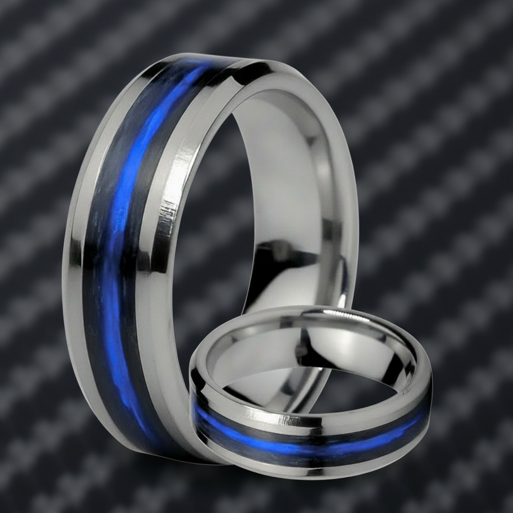 Thin Blue Line - Kevlar And Carbon Fiber Inlay Ring – Thin Line Rings